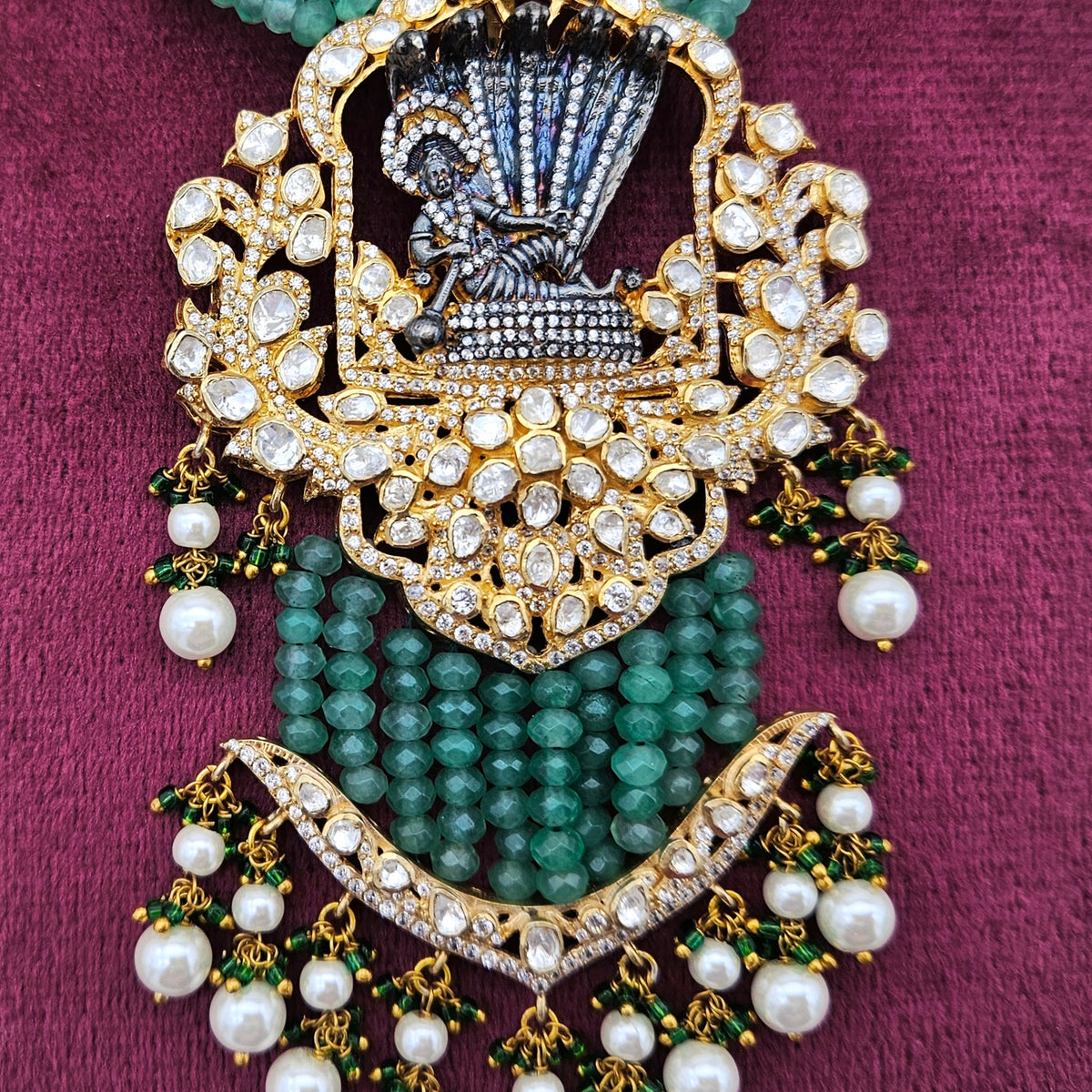 Stunning Gold plated 925 Silver Lord Vishnu Temple Long Necklace ...